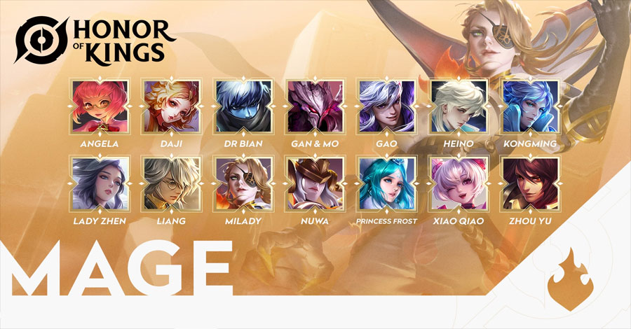 Danh Sách Tướng Pháp Sư | Vương Giả Vinh Diệu - Honor Of Kings